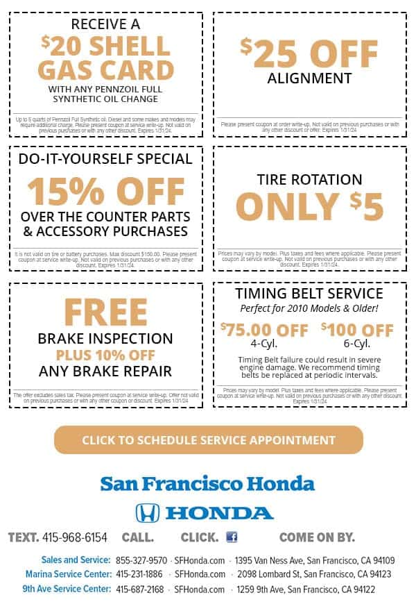 Auto Service Specials | San Francisco Honda near Oakland