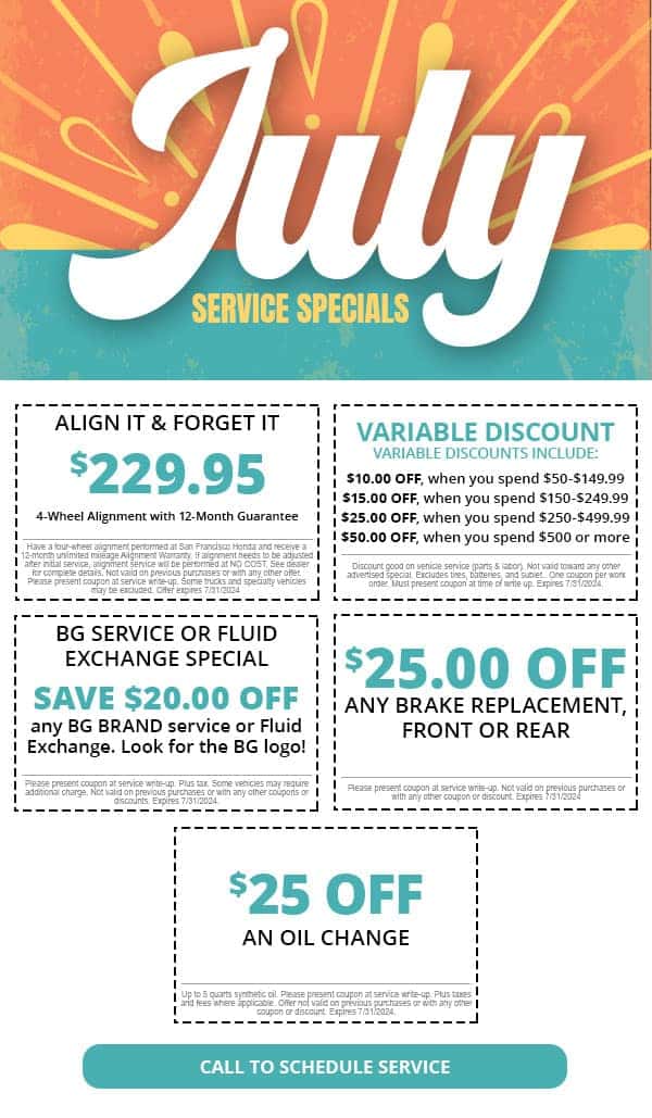 Auto Service Specials | San Francisco Honda near Oakland