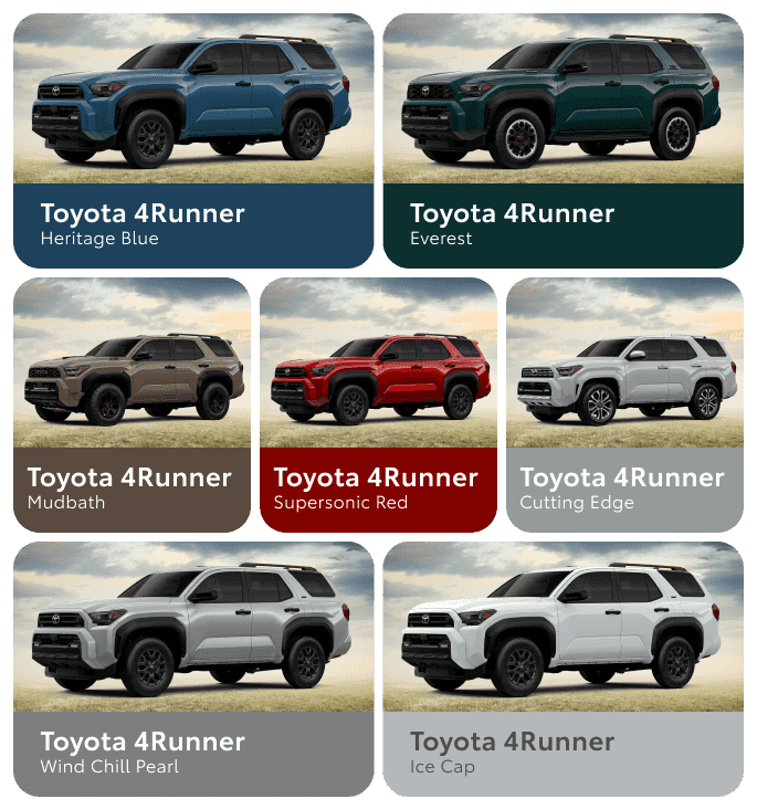 2025 Toyota 4Runner Exterior & Interior Color Options