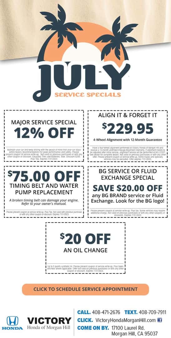 Auto Service Specials | Victory Honda of Morgan Hill near San Jose