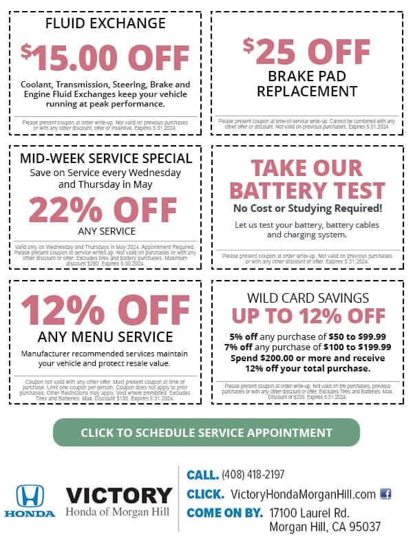Auto Service Specials | Victory Honda of Morgan Hill near San Jose
