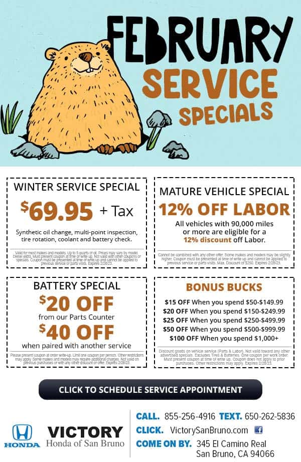 Auto Service Specials | Victory Honda of San Bruno near San Francisco